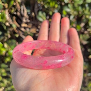 Natural Genuine Pink Rhodonite Bangle Beautiful Sakura Rain Bangle ...