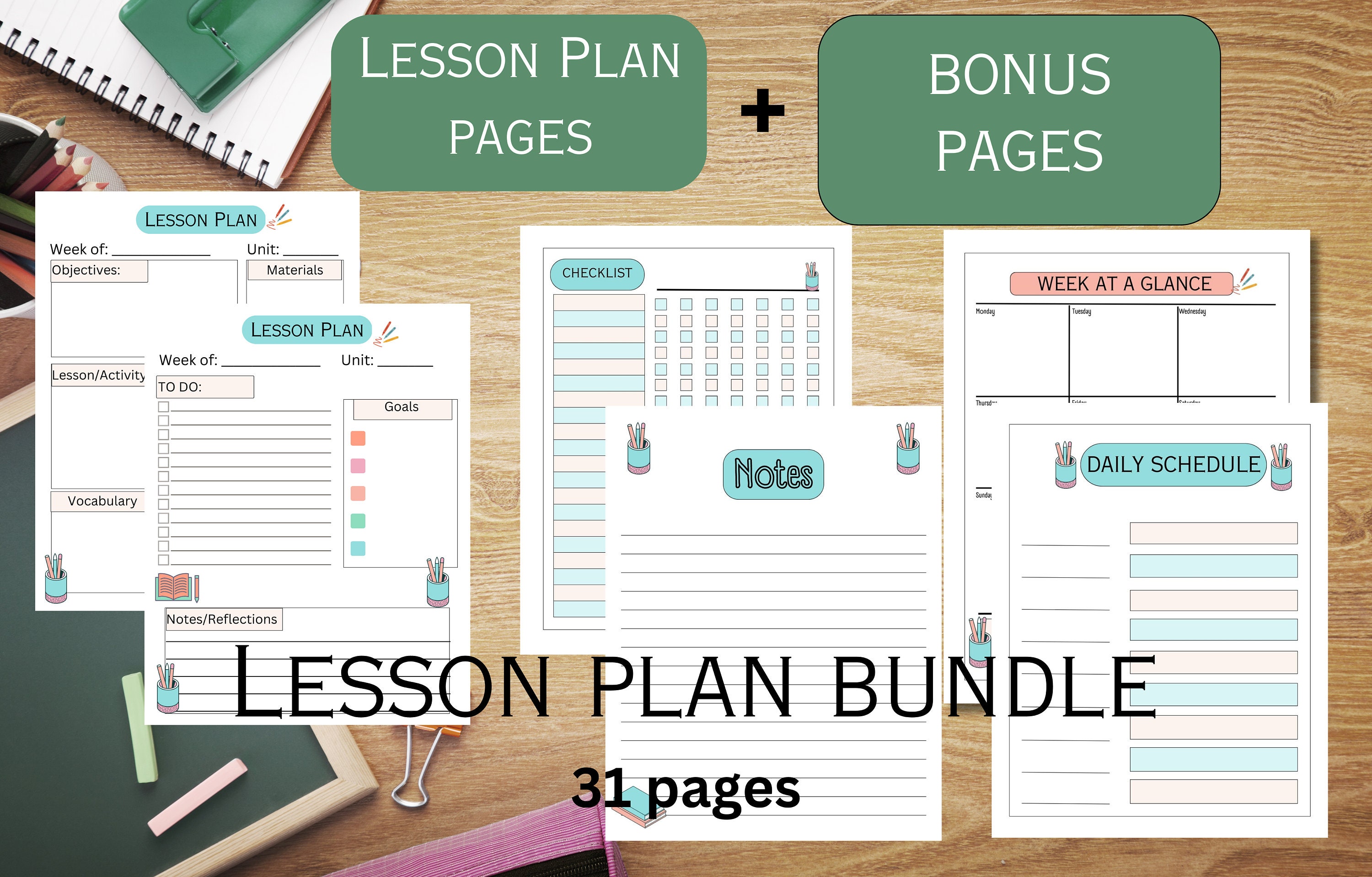 Homeschool Printable Planner Lesson Plan Template Teacher - Etsy