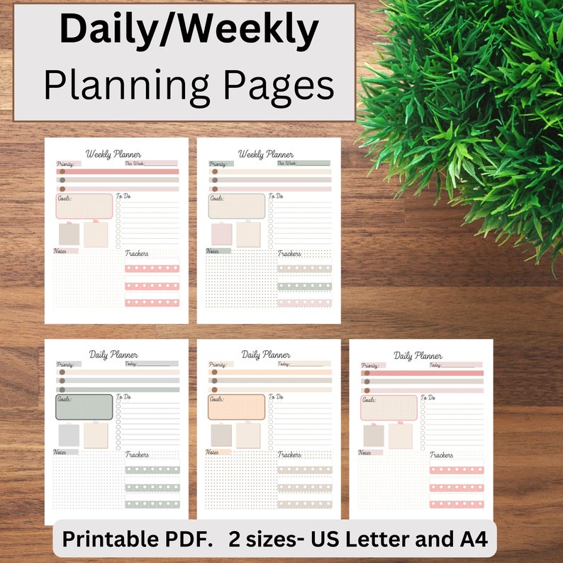 Printable Planner Pages, Planning Pages, Daily Digital Printable ...