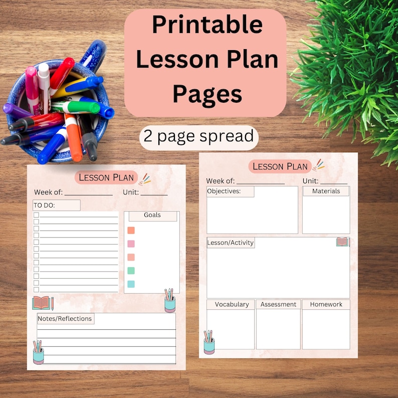 Teacher Printable Planner, Lesson Planner Pages, Printable Lesson Plan ...