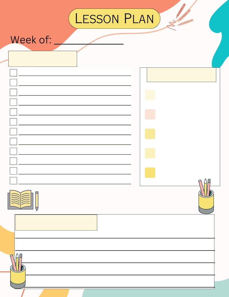 Lesson Plan, Teacher Planner, Printable Planner Pages, Printable Lesson ...