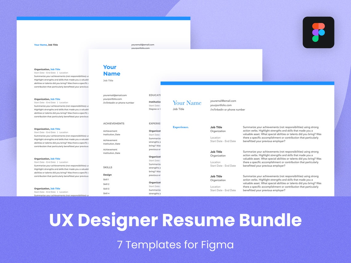 UX Designer Resume Template Bundle, Figma Template, Minimal, Clean ...