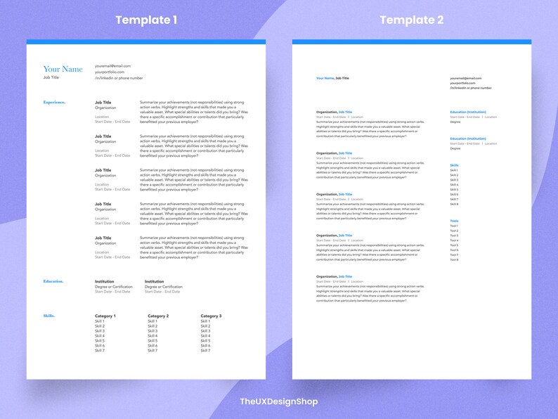 UX Designer Resume Template Bundle, Figma Template, Minimal, Clean, Simple, Professional, UX ...