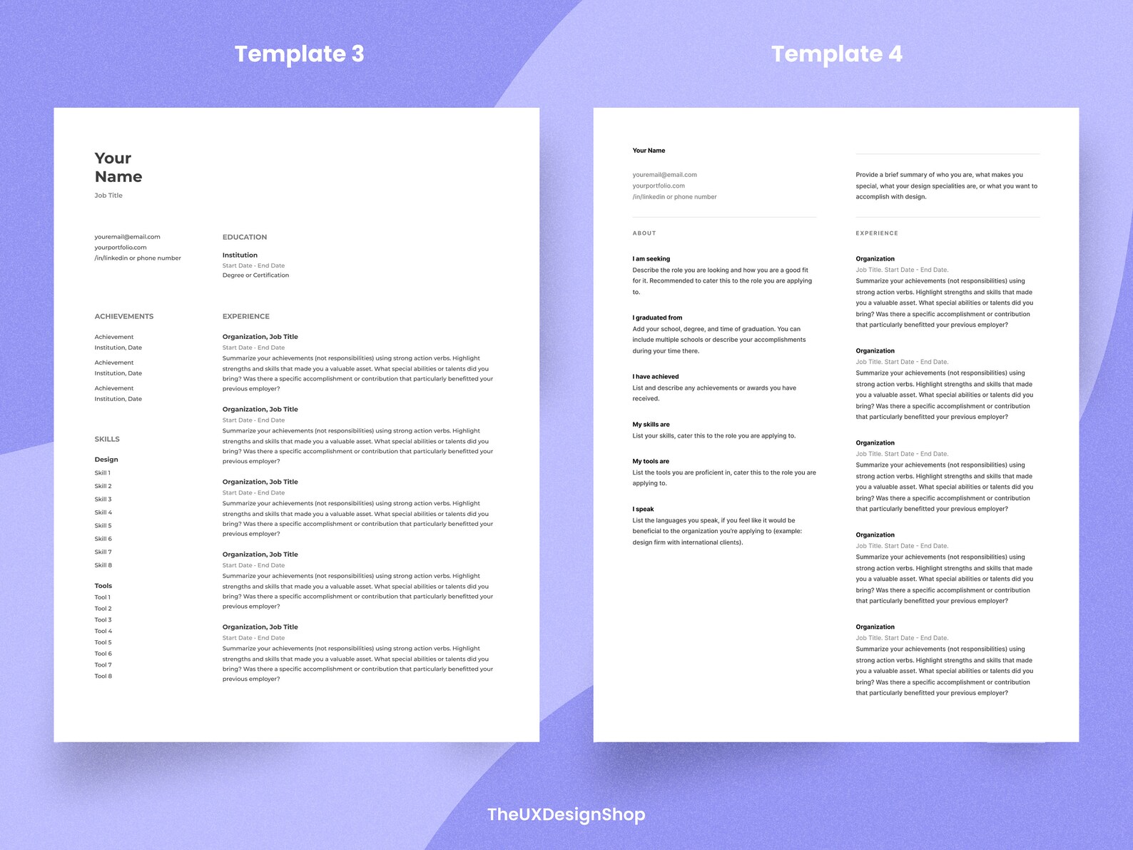 UX Designer Resume Template Bundle, Figma Template, Minimal, Clean ...