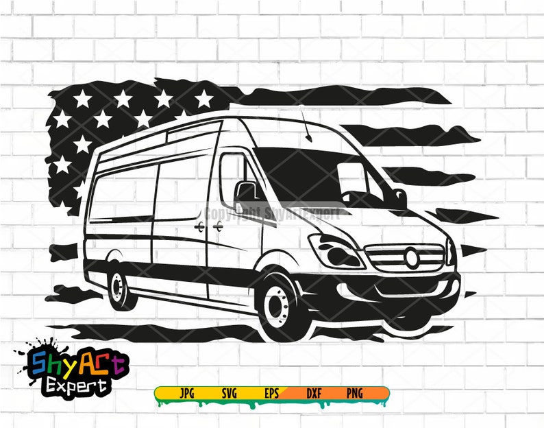 Us Delivery Van SVG File, Van Svg, Trucking Svg, Us Flag Svg ...