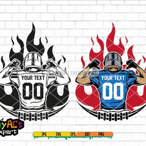 Football Player SVG File, Customized Svg, Football Svg, Colored Layers ...