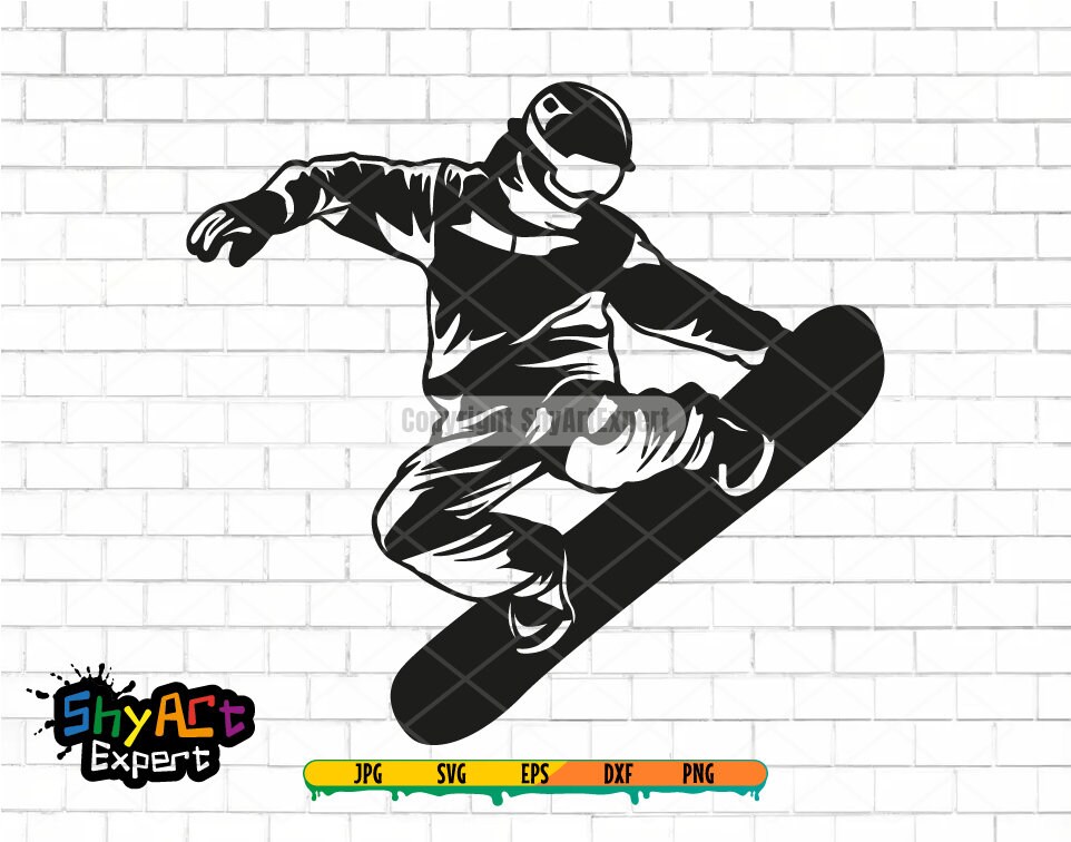 Snowboarding Silhouette SVG File, Snowboard Clipart, Snowboarder Png ...