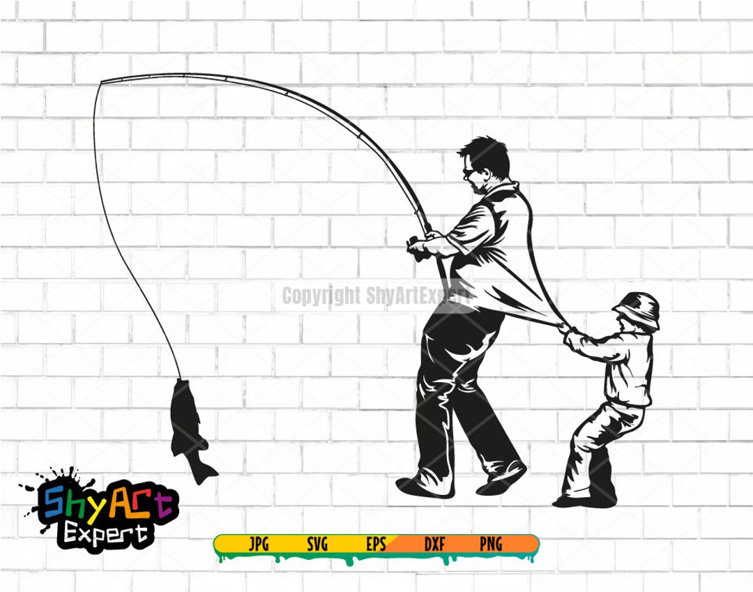 Fishing Dad and Son SVG File, Fishing Png, Dad Fishing Svg,clipart, Cut ...