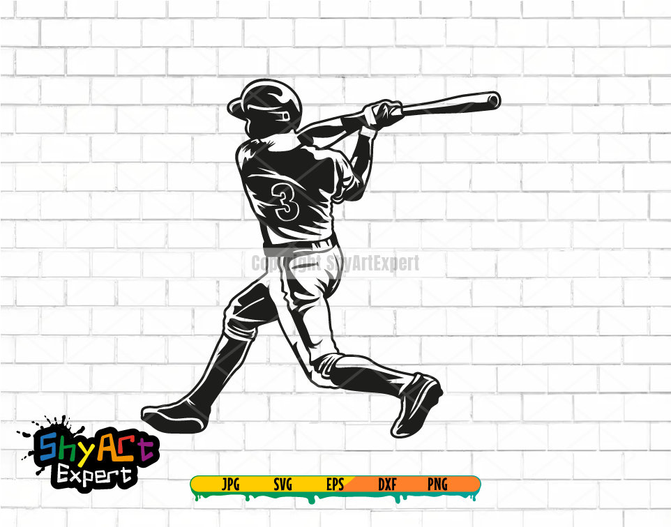 Baseball Player SVG File, Baseball Silhouette, Sports Svg, Clipart, Cut ...