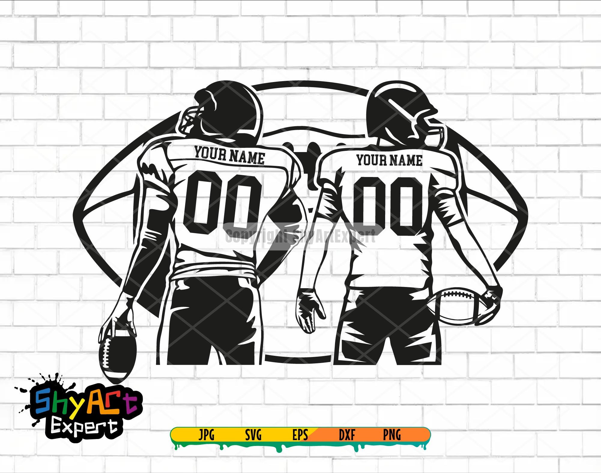 Two Football Player SVG, Personalized Name Football Player Svg ...
