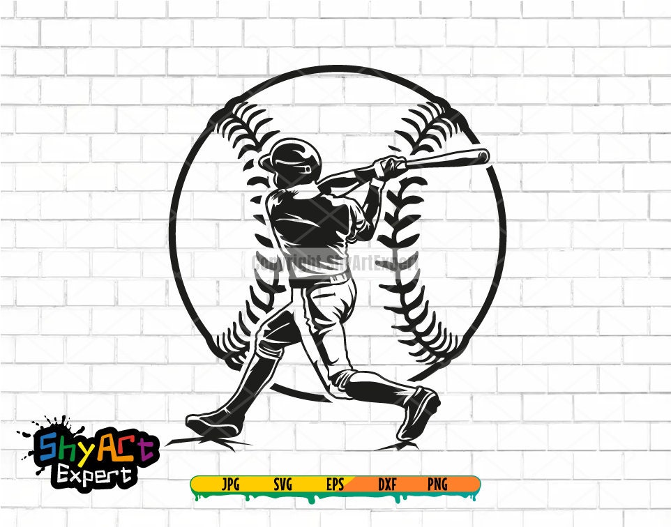 Baseball Player Batting Ball SVG File, Baseball Silhouette, Sports Svg ...