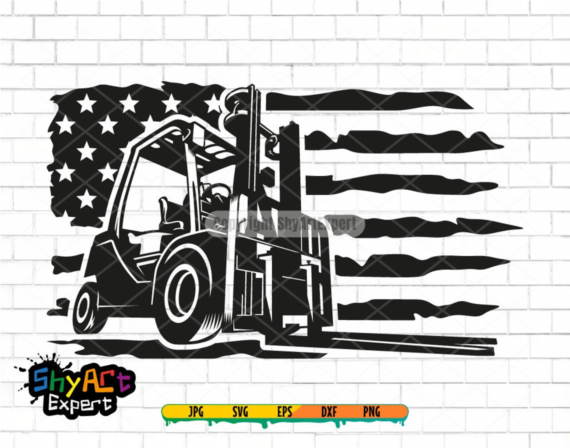 Us Forklift SVG File, Forklift Truck Silhouette, Forklift Clipart, Dxf ...