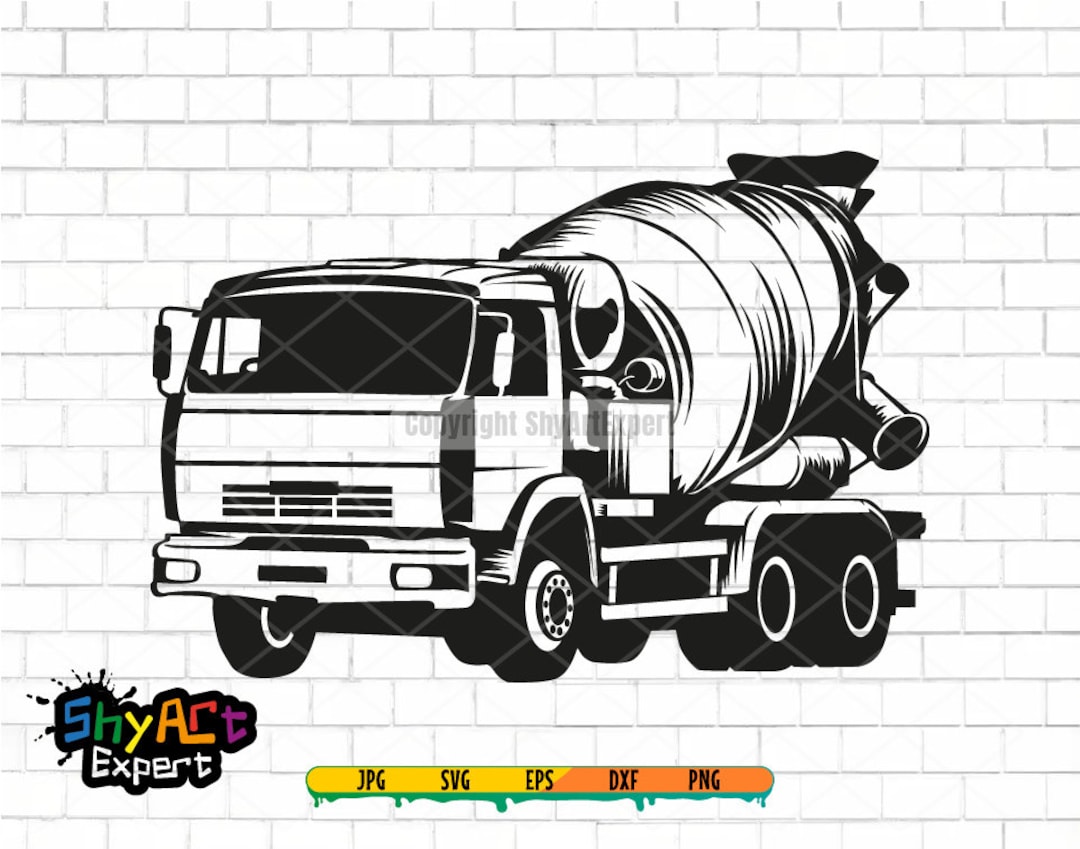Cement Mixer Truck SVG File, Cement Truck Svg, Concrete Truck Svg ...