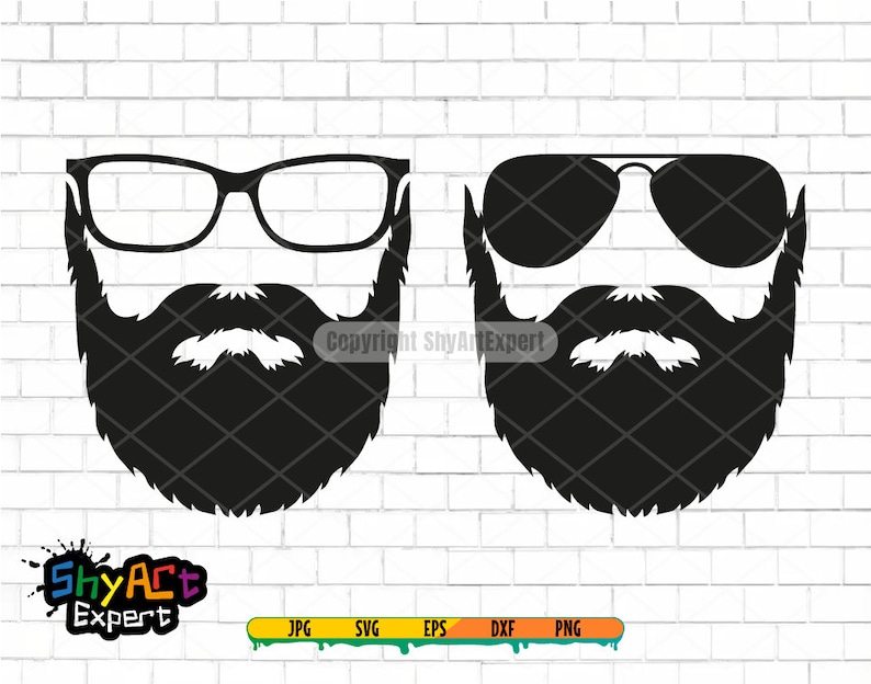 Beard With Glasses SVG File, Beard Svg, Beard Clipart, Mustache Svg ...