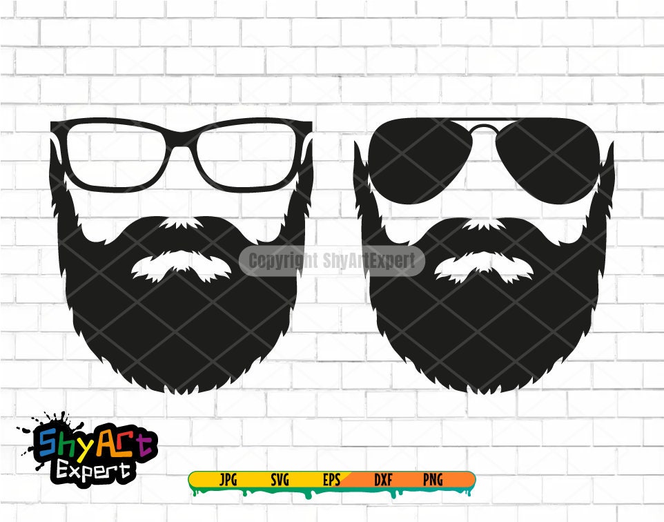 Beard With Glasses SVG File, Beard Svg, Beard Clipart, Mustache Svg ...