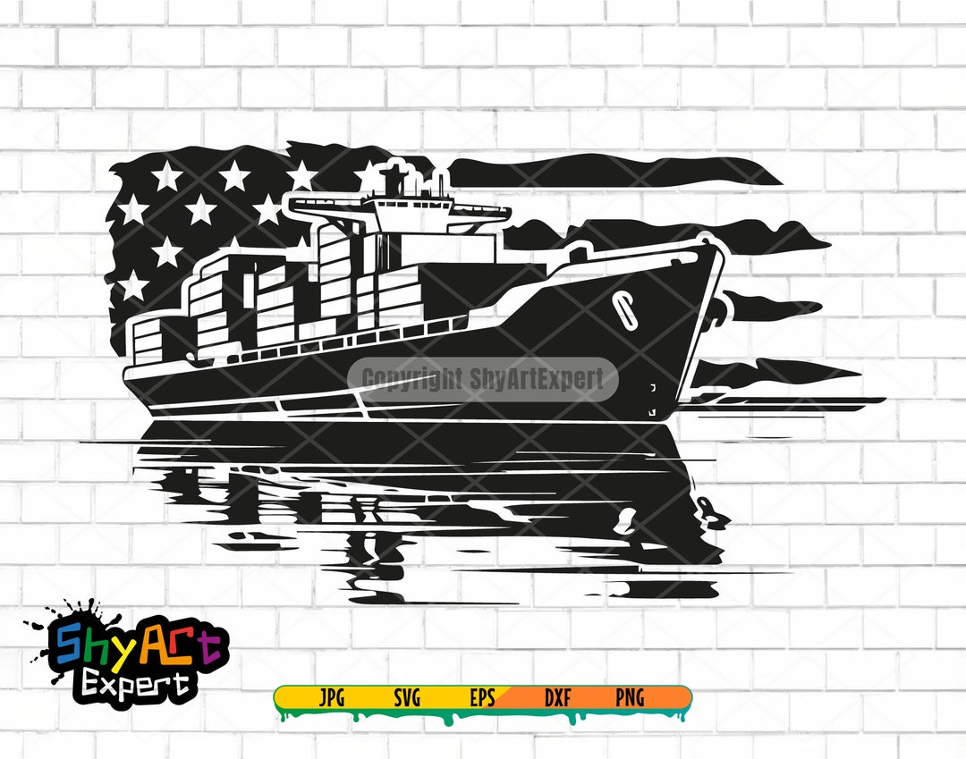 Us Cargo Ship SVG File, Container Vessel Svg, Cargo Ship Png, Large ...