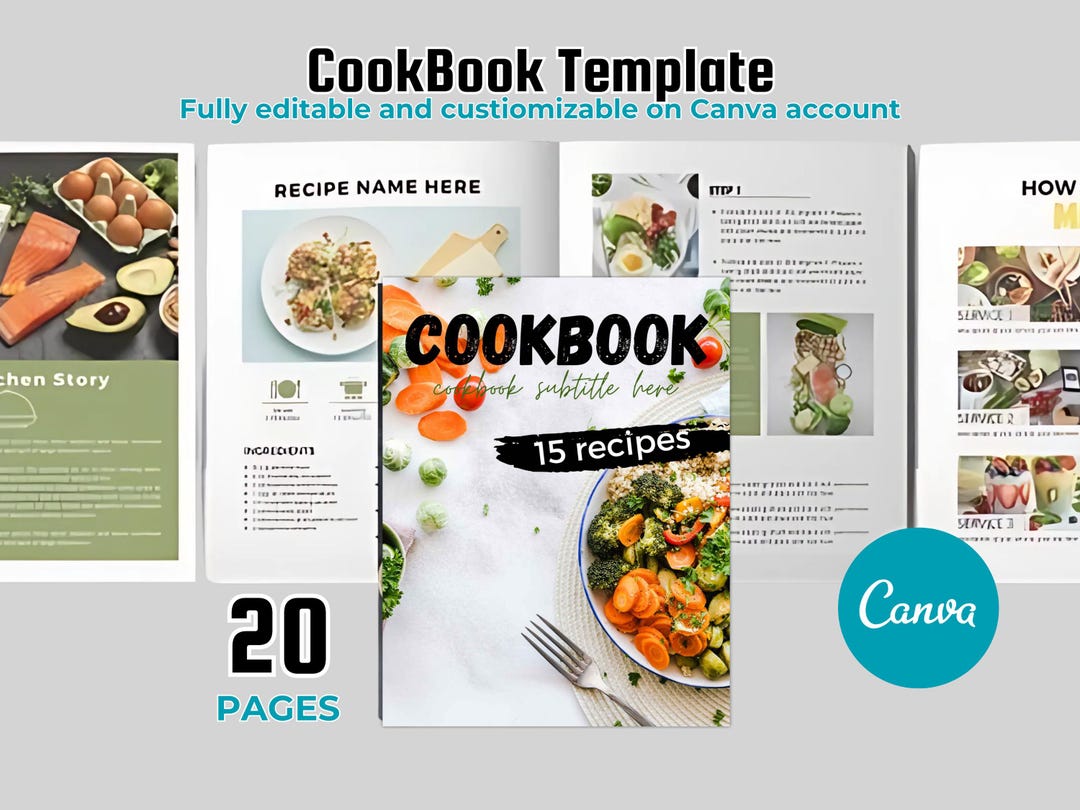 Cookbook Canva Template, Family Cookbook, Editable Recipe Book Template ...