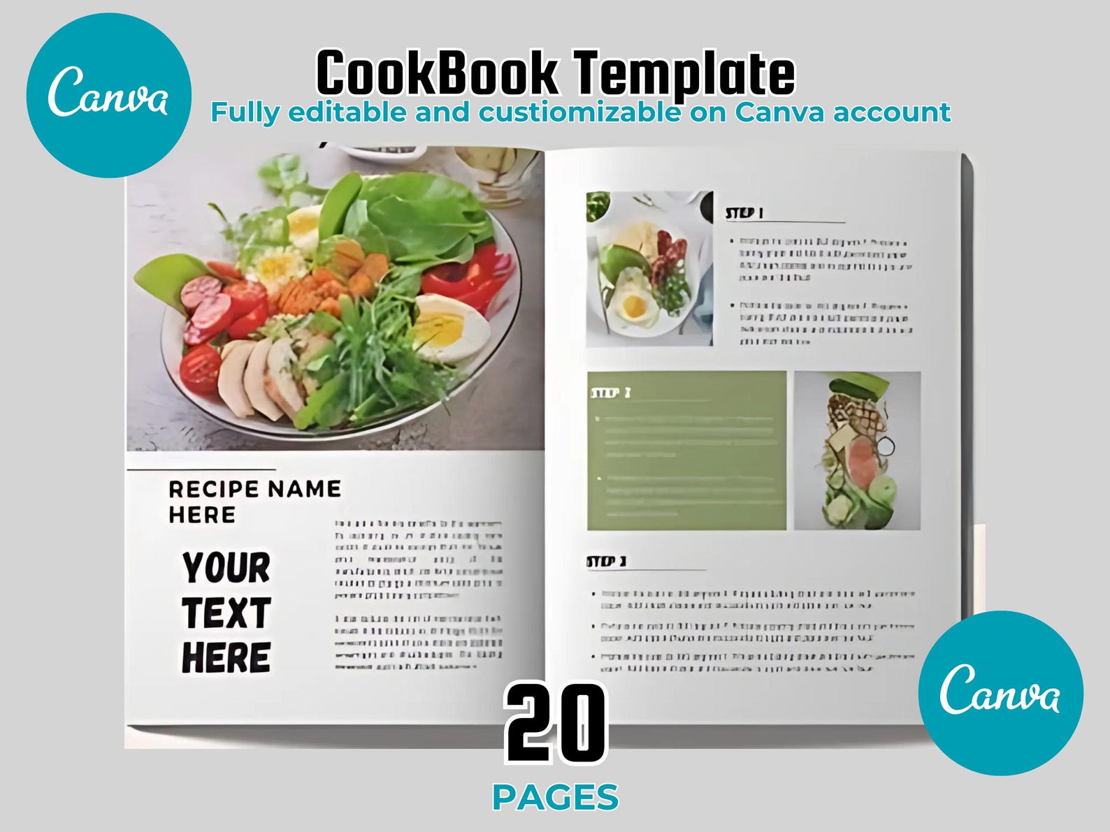 Cookbook Canva Template, Family Cookbook, Editable Recipe Book Template ...