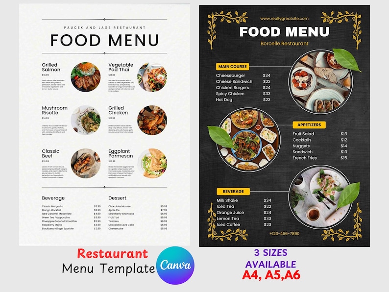 20 Restaurant Menu Template, Editable Menu,a4 Size Menu, Cafe Menu ...