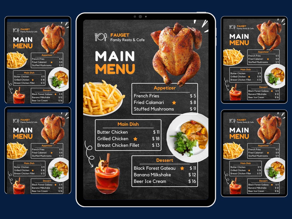 Restaurant Menu Template, Canva Template, Editable Menu, Price List, A4 ...