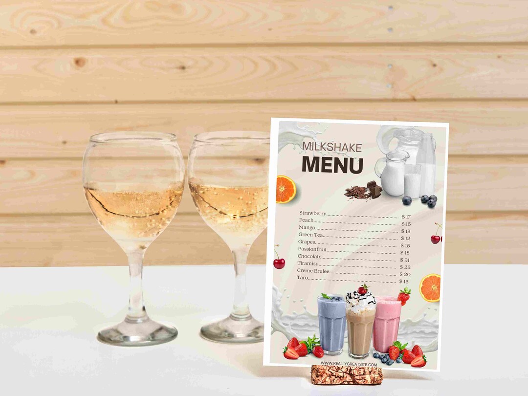 Beige and Grey Modern Milkshake Menu Digital Download Editable File - Etsy