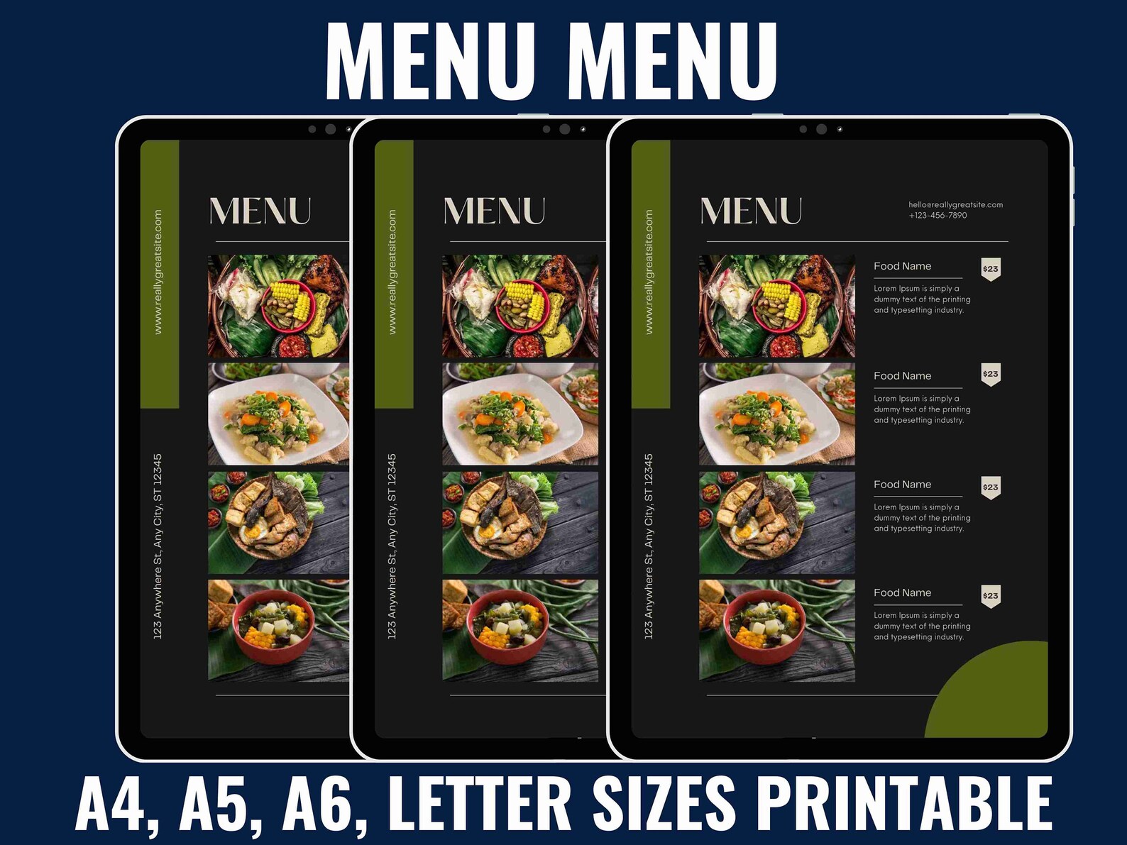 Restaurant Menu Template, Canva Template, Editable Menu, Price List, A4 ...