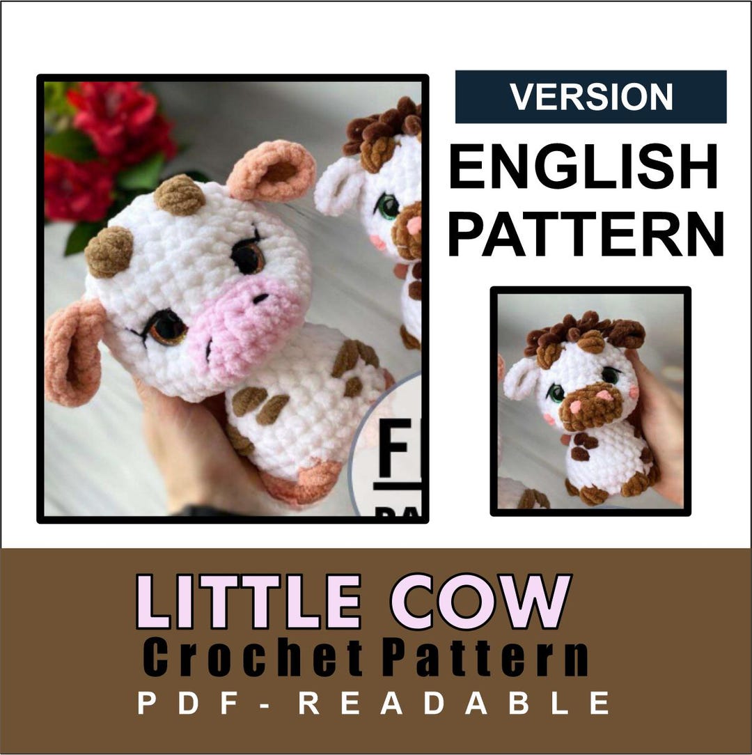 Amigurumi Crochet Patterns, Little Cow, Cow Plush Crochet Pattern, Baby ...