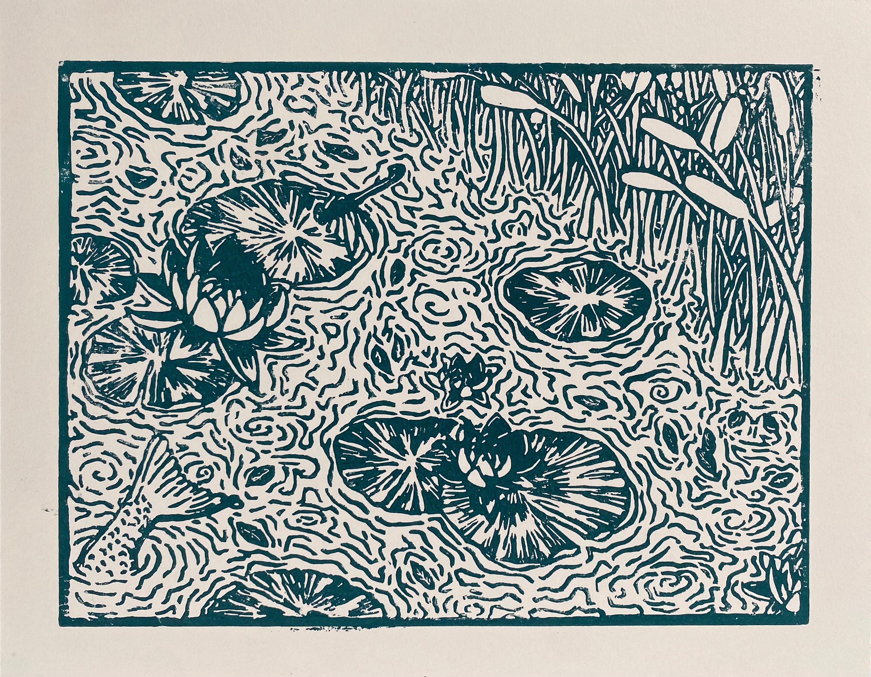 Lily Pads Linocut Print - Etsy
