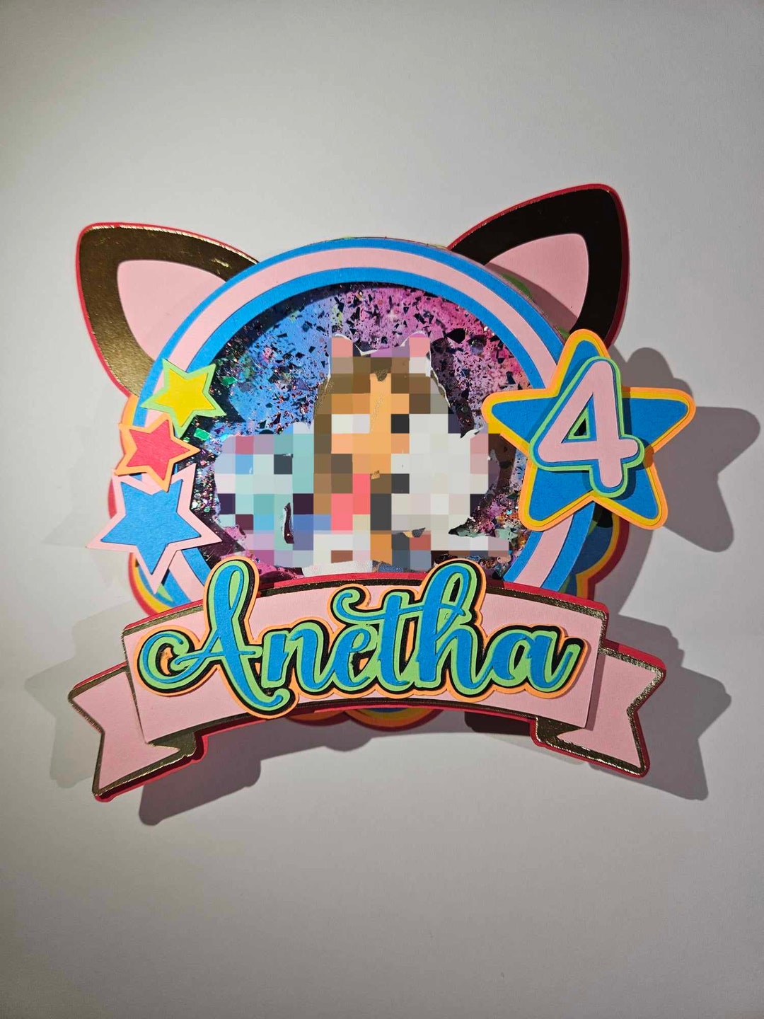 Rainbow Cake Topper With Any Image for Birthday Cake, 3D Six Layered ...