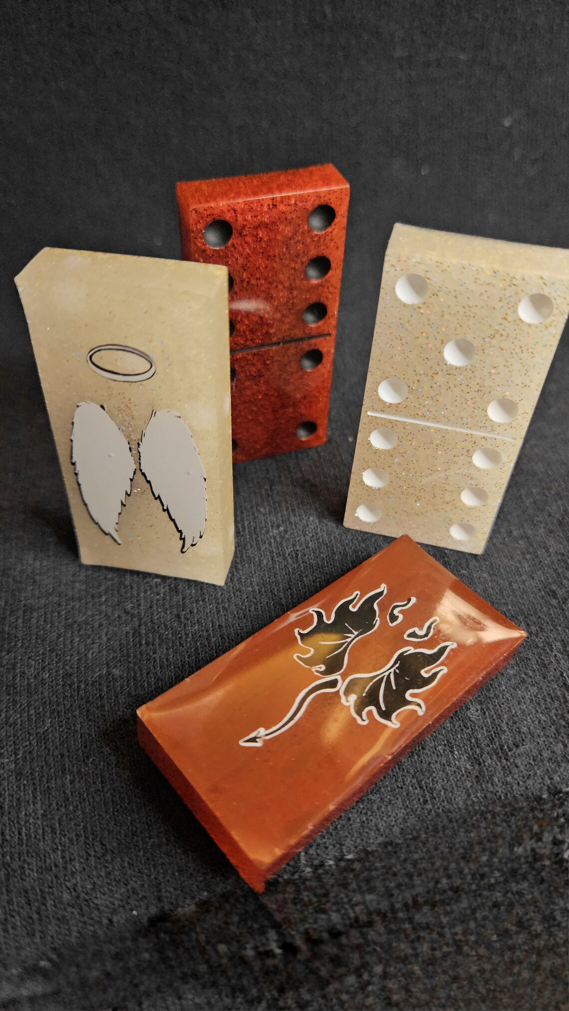 Custom Devil and Angel Domino Set Red and White Angel Wings and Devil ...