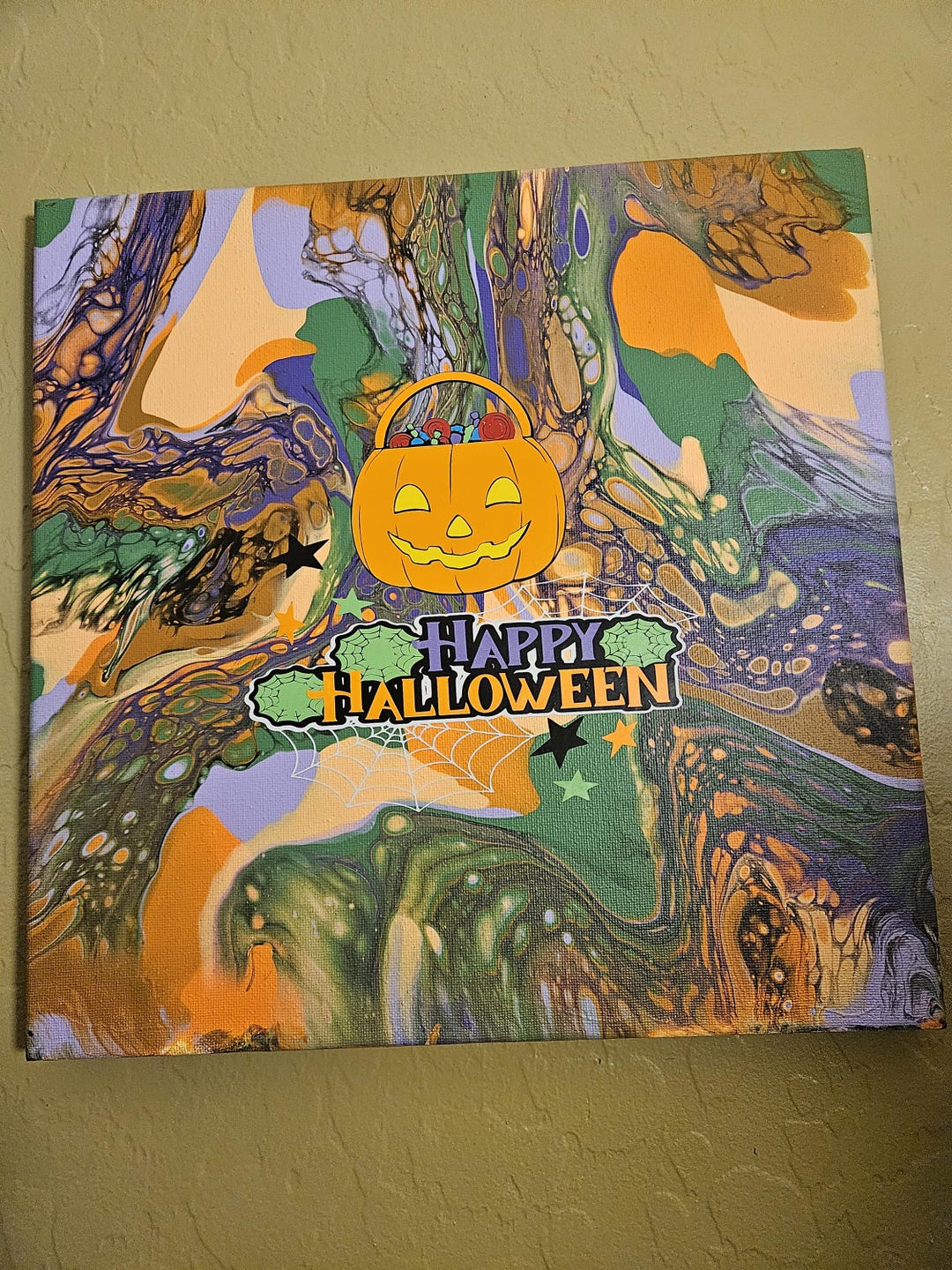 Happy Halloween Abstract Art With Pumpkin and Candy, Orange and Purple ...