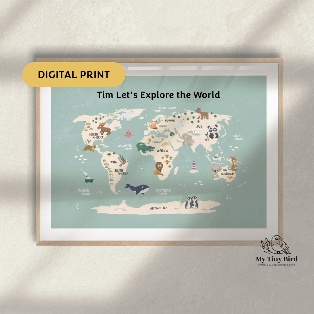 Buy Printable World Map Educational Chart Wall Decor, a Beautiful ...