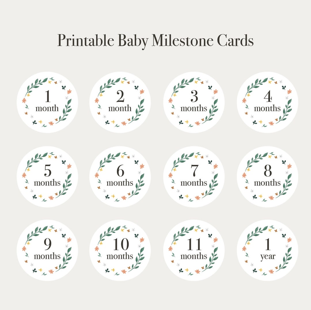 Set of 1-12 Months Cards Printable ı Milestone Cards for First Year ı ...