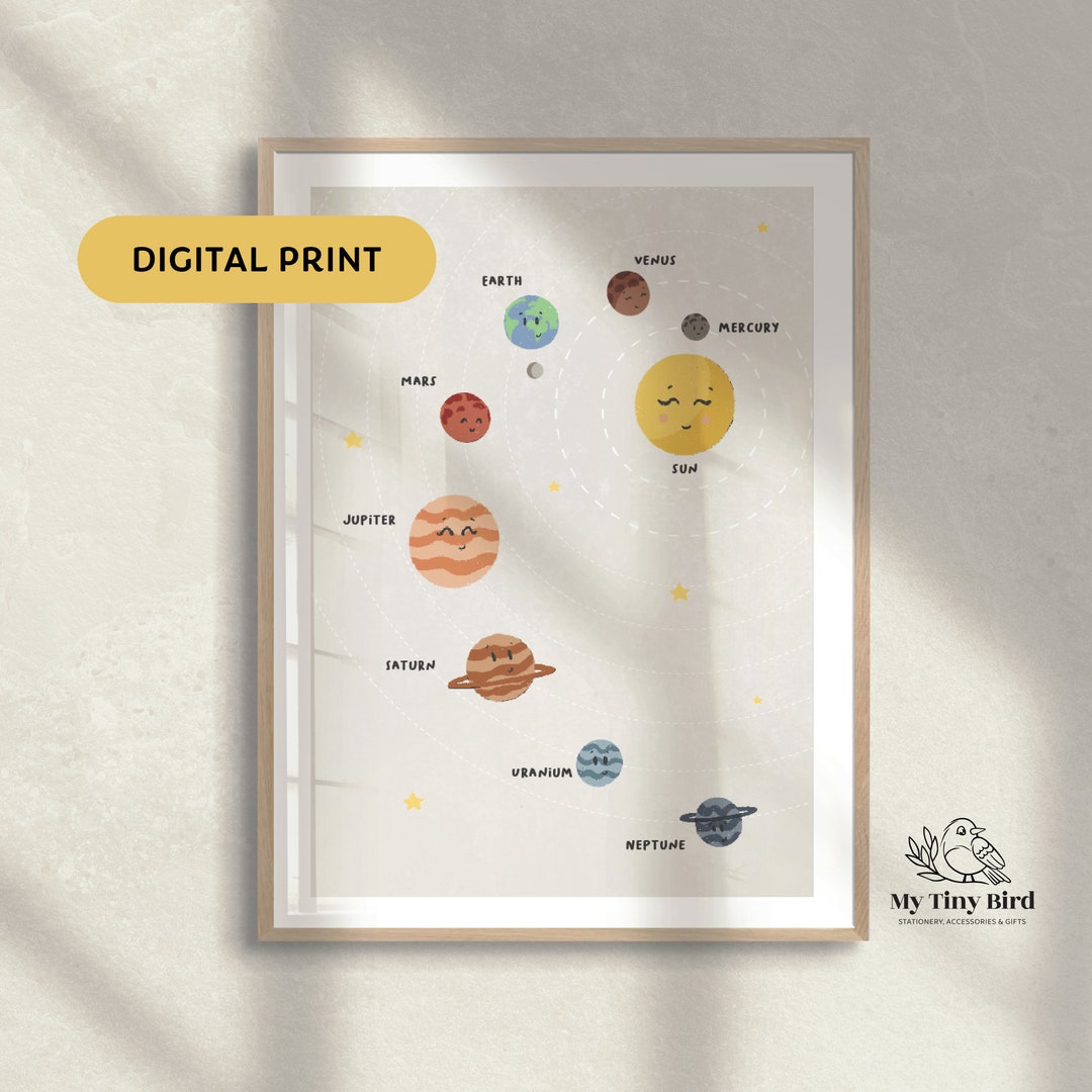 Printable Solar System Educational Chart Wall Decor Beige, a Beautiful ...