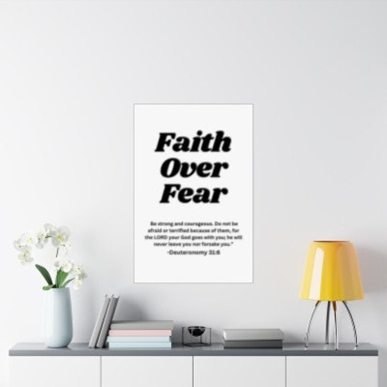 Christian Wall Art Minimalistic Christian Faith Over Fear Poster File ...