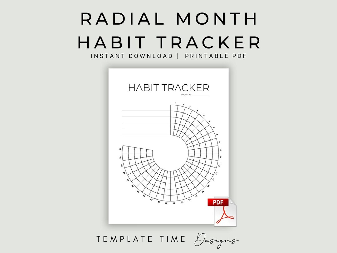 Monthly Radial Habit Tracker Printable | Habit & Routine Tracker | Goal ...