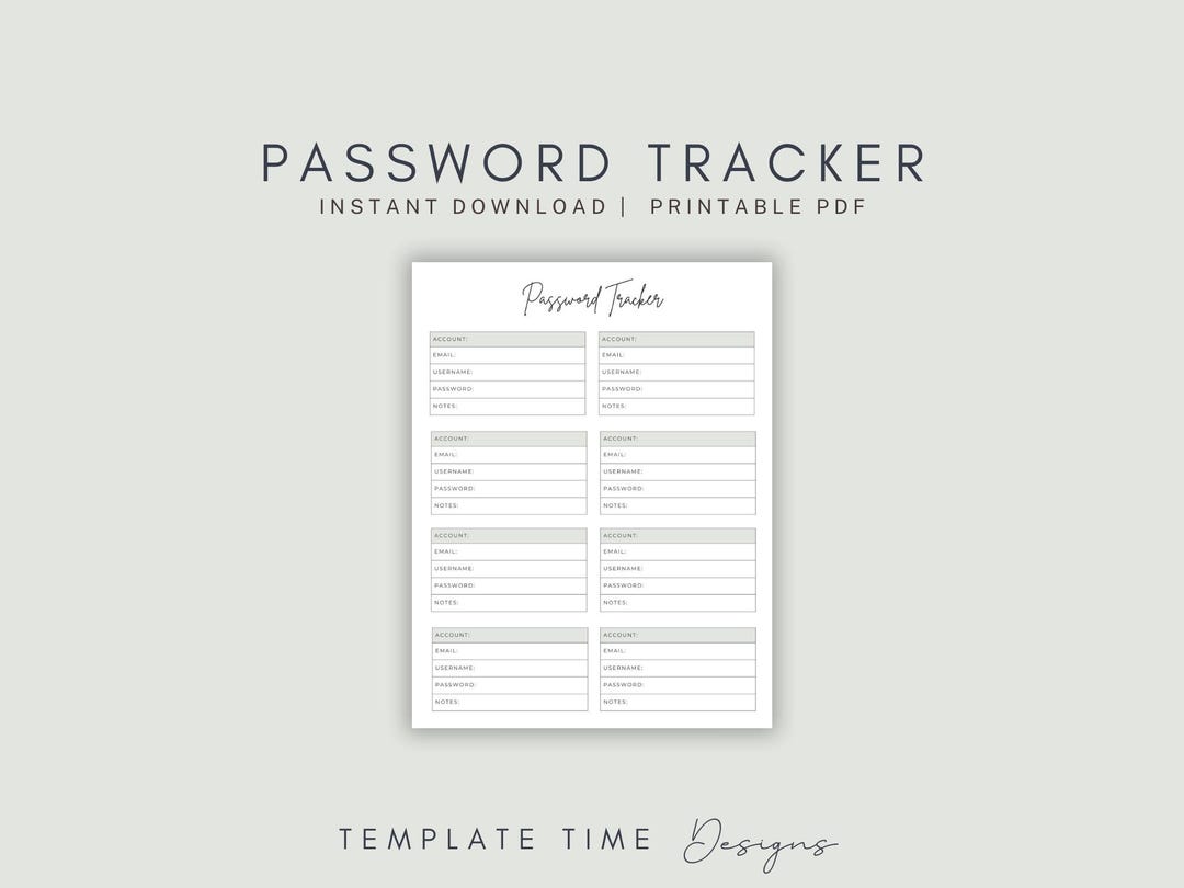 Password Tracker Printable | Password Log Organizer | Secure Login ...