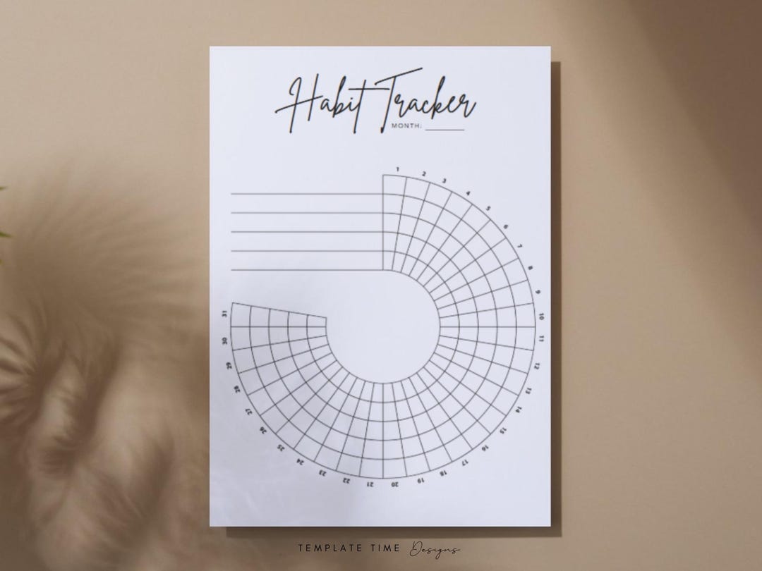 Radial Habit Tracker Template Printable PDF | Undated Monthly Habit ...