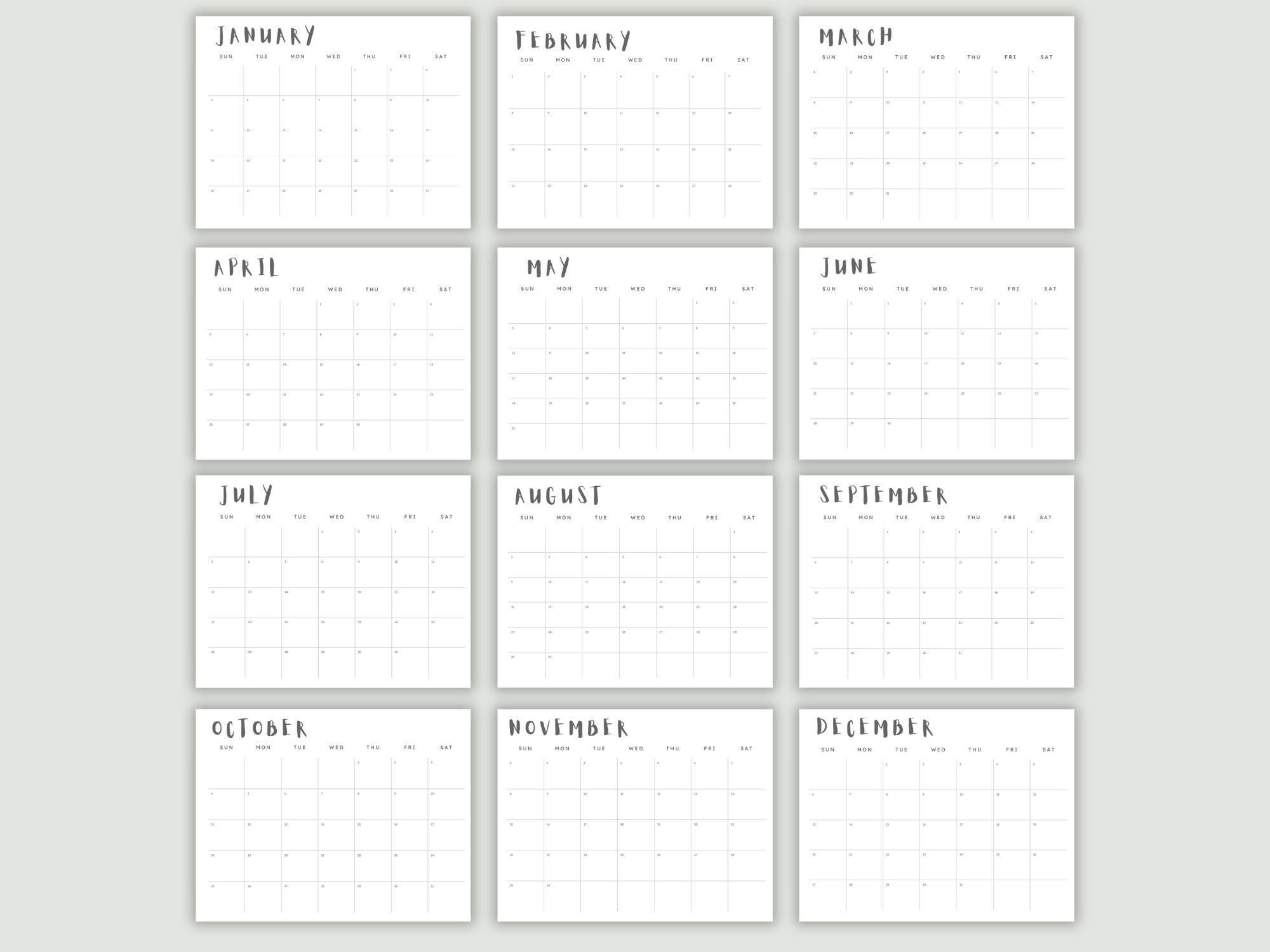 Monthly Calendar Printable | Clean Planner | Simple Productivity ...