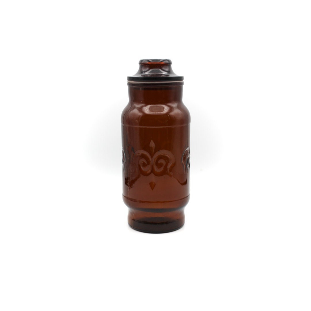 Vintage 1970s Borden Cremora Amber Fleur Di Lis Glass Apothecary Jar ...