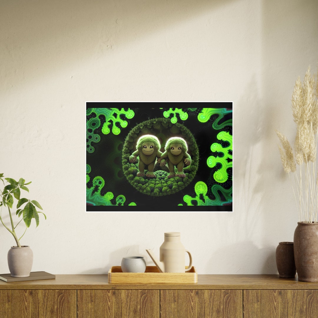 Mandelbrot Bigfoot Baby Bros Poster Print, Cute Fuzzy Forest Monster ...