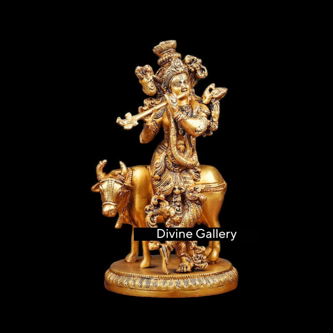 Krishna Statue in Brass, 25CM Big Size Krishna Brass Idol, Krishna ...