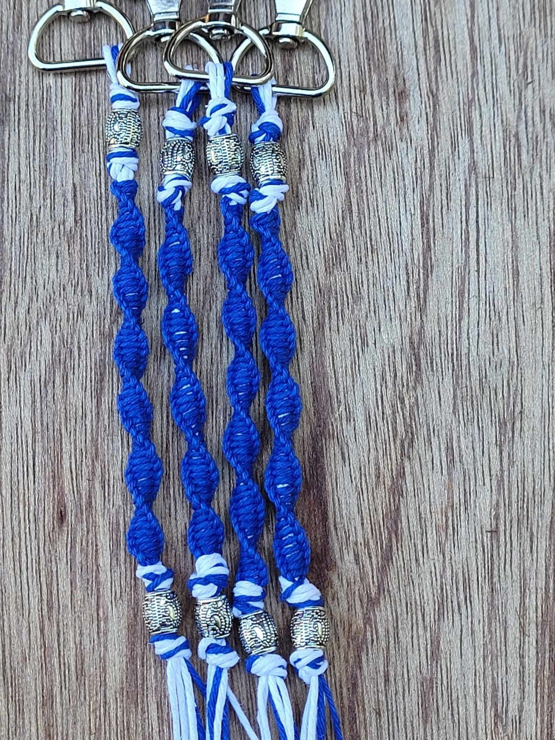 Royal Blue and White - 100% Hemp Cord DNA Strand Tzitzits With Silver ...