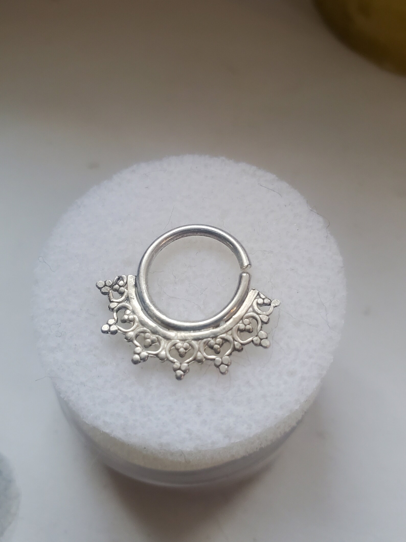 Tribal Silver Septum Ring, Handmade Sterling Silver Septum, Fancy 16g ...