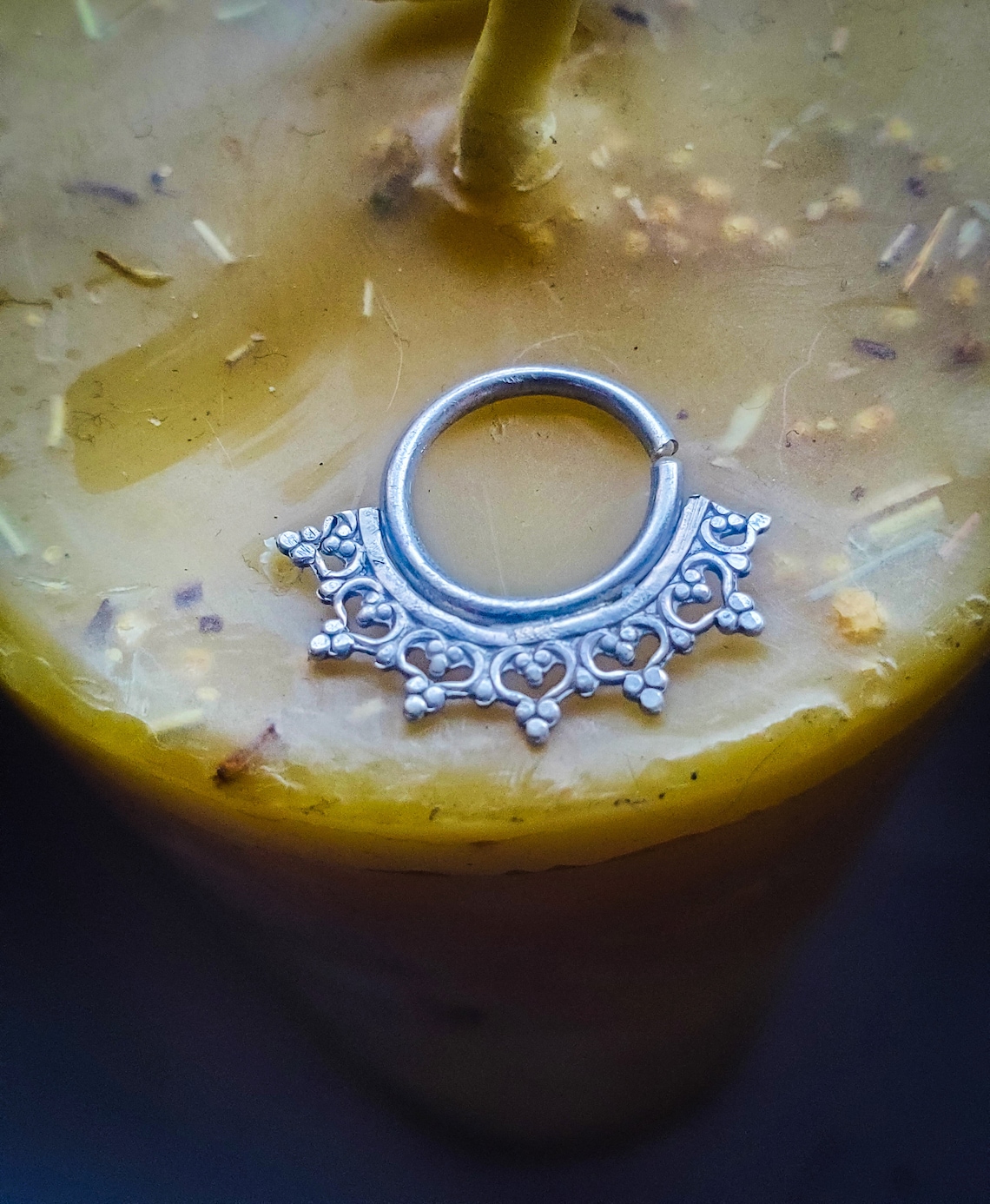 Tribal Silver Septum Ring, Handmade Sterling Silver Septum, Fancy 16g ...