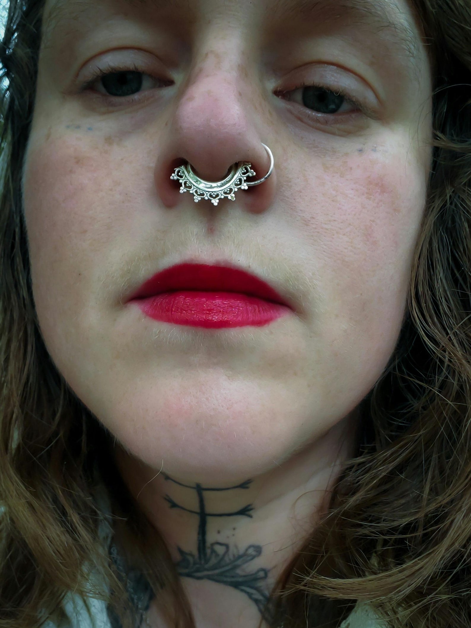 Tribal Silver Septum Ring, Handmade Sterling Silver Septum, Fancy 16g ...