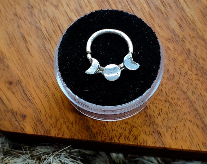 Moon Phase Silver Septum, Godess Nose Ring, 16g 14g 12g Septum Ring ...