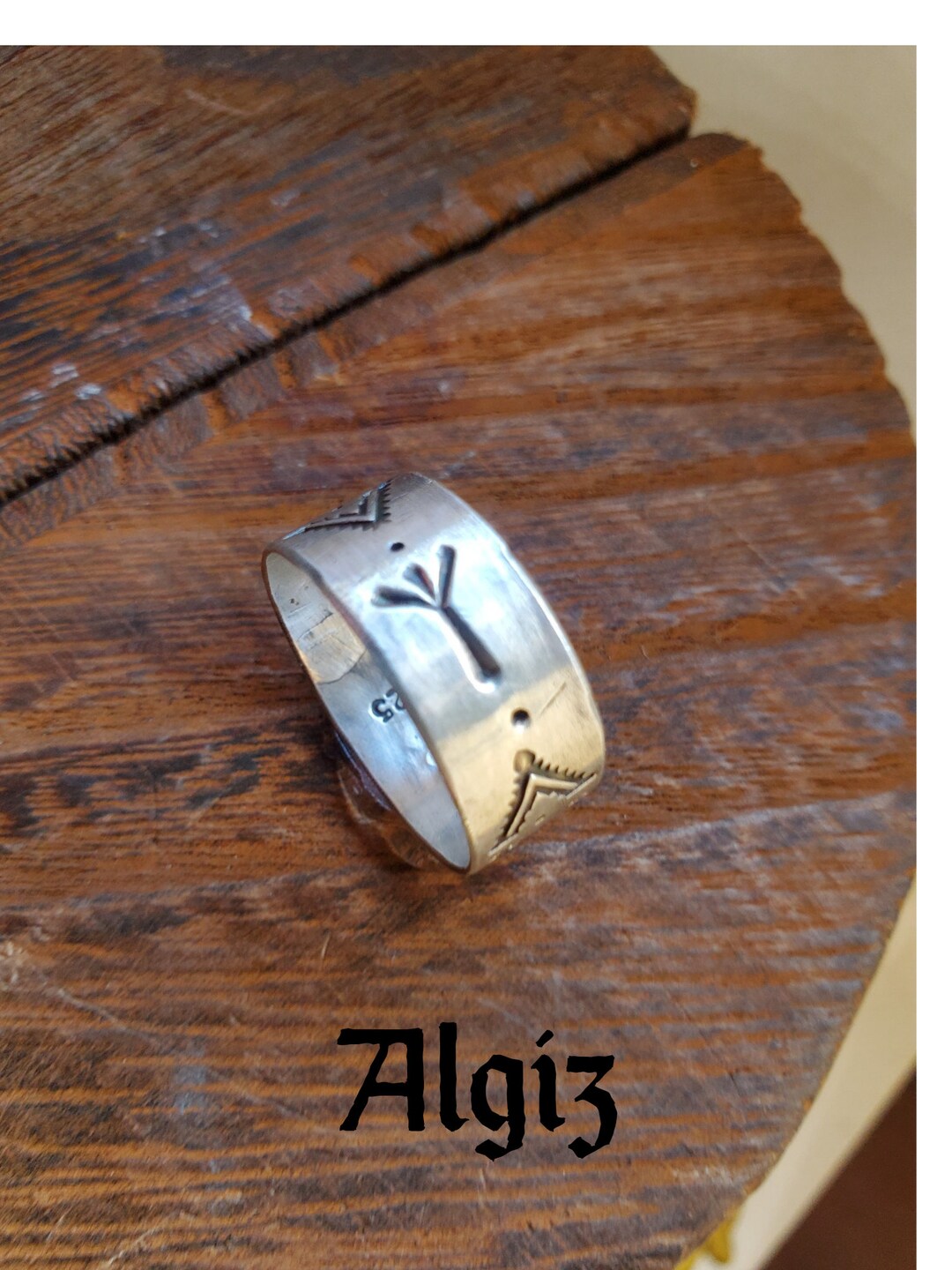Algiz Silver Rune Ring Handmade, Viking Rune Ring, Viking Alphabet Ring ...