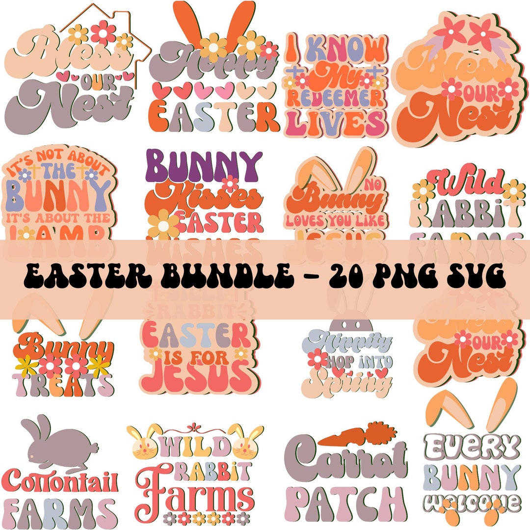 Retro Easter PNG SVG Bundle, Groovy Easter Tshirt Designs, Popular ...
