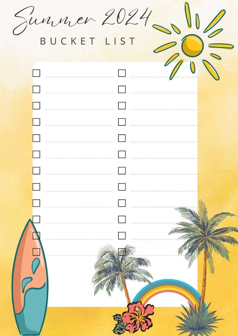 Summer Activities Check List for Kids, Adults All Ages Fun Aesthetic ...